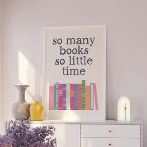 So Many Books Print | Digital Art Download | Cute Library Decor ...