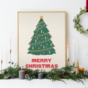 Set of 6 Christmas Gallery Wall Digital Art Download Colorful Christmas ...