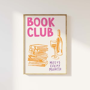 Book Club Print, Digital Art Download, Cute Book Club Decor, Trendy ...
