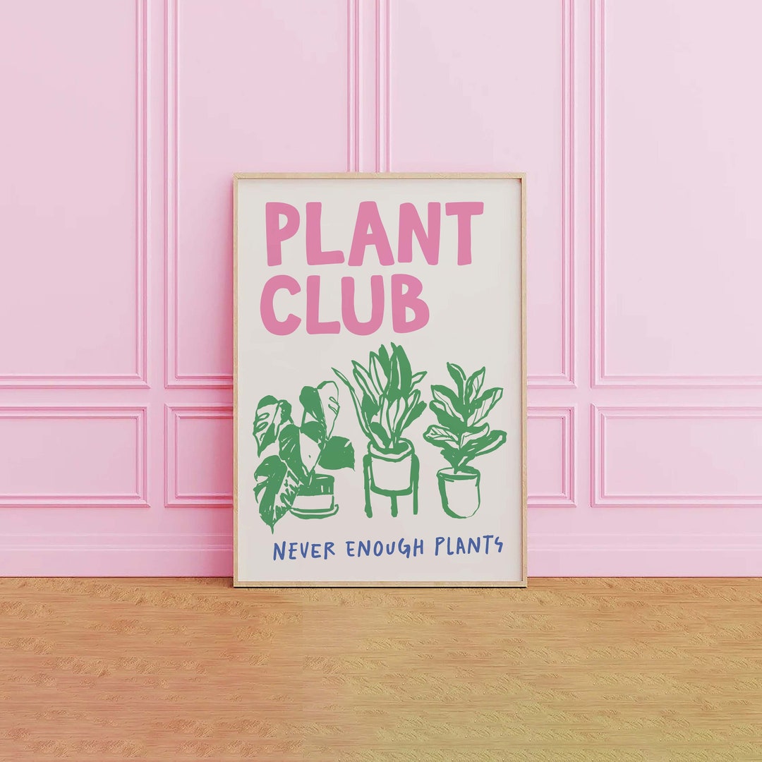 Plant Club Print | Digital Art Download | Cute Plants Decor | Trendy ...