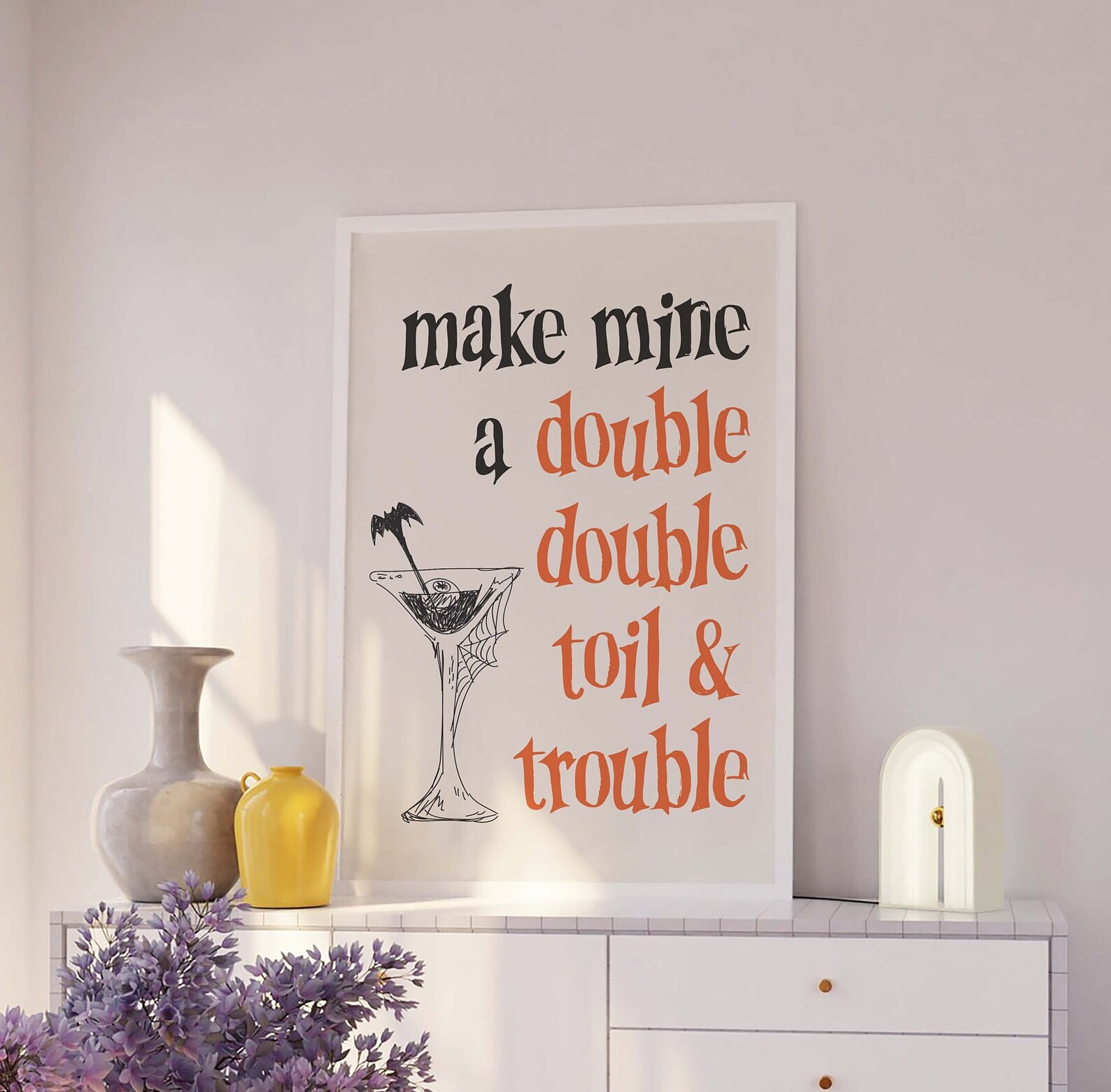 Make Mine A Double Print, Digital Art Download, Halloween Bar Cart ...