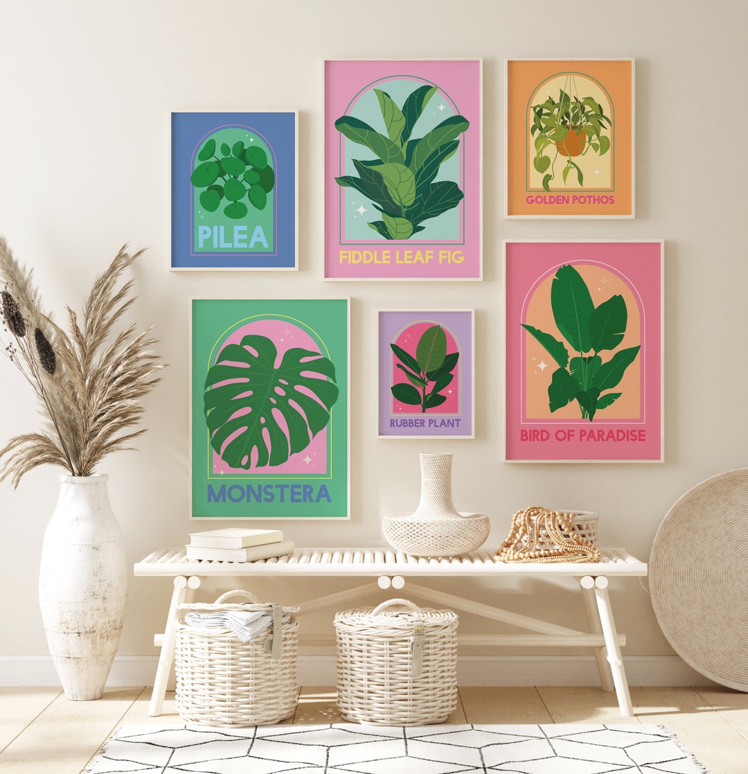 Set of 6 House Plants Prints Digital Art Download Abstract - Etsy