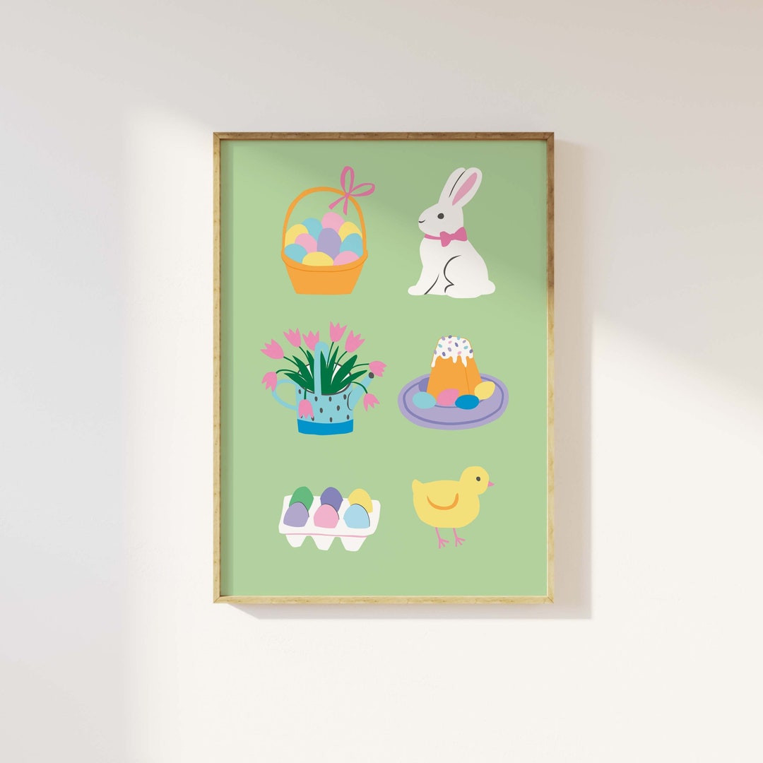 Easter Things Print | Digital Art Download | Cute Easter Art Print ...