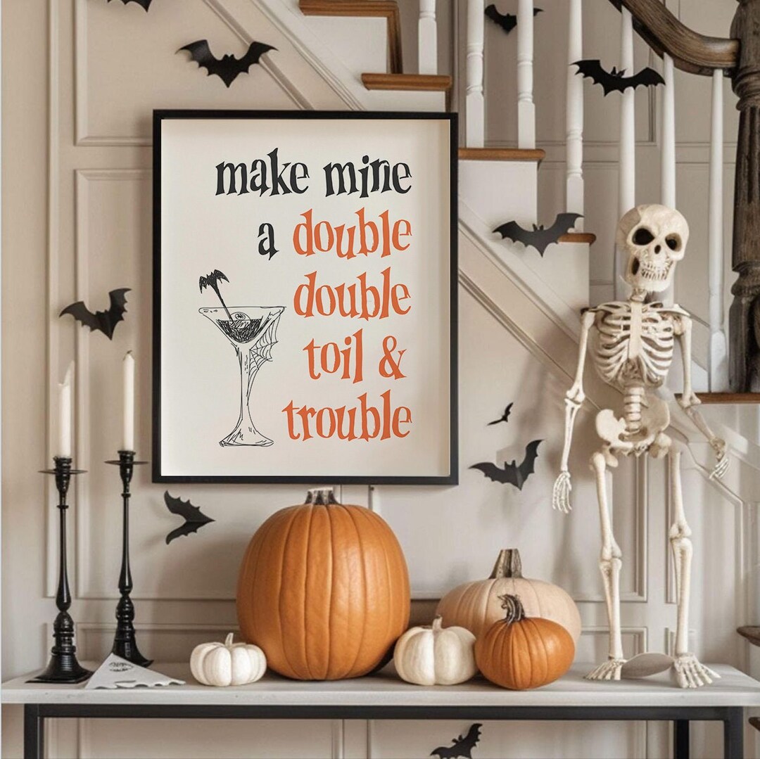 Make Mine A Double Print, Digital Art Download, Halloween Bar Cart ...