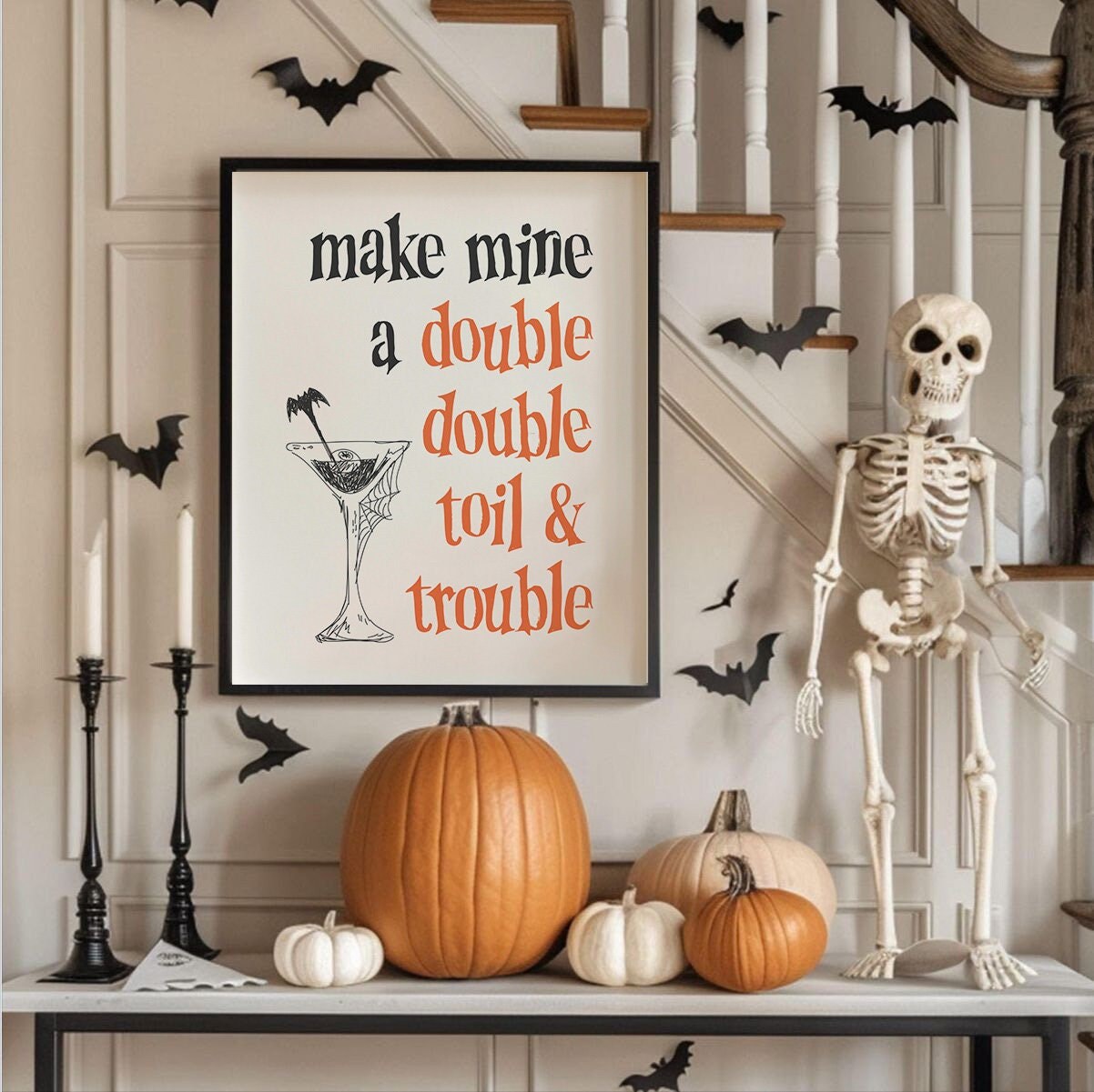 Make Mine A Double Print, Digital Art Download, Halloween Bar Cart ...