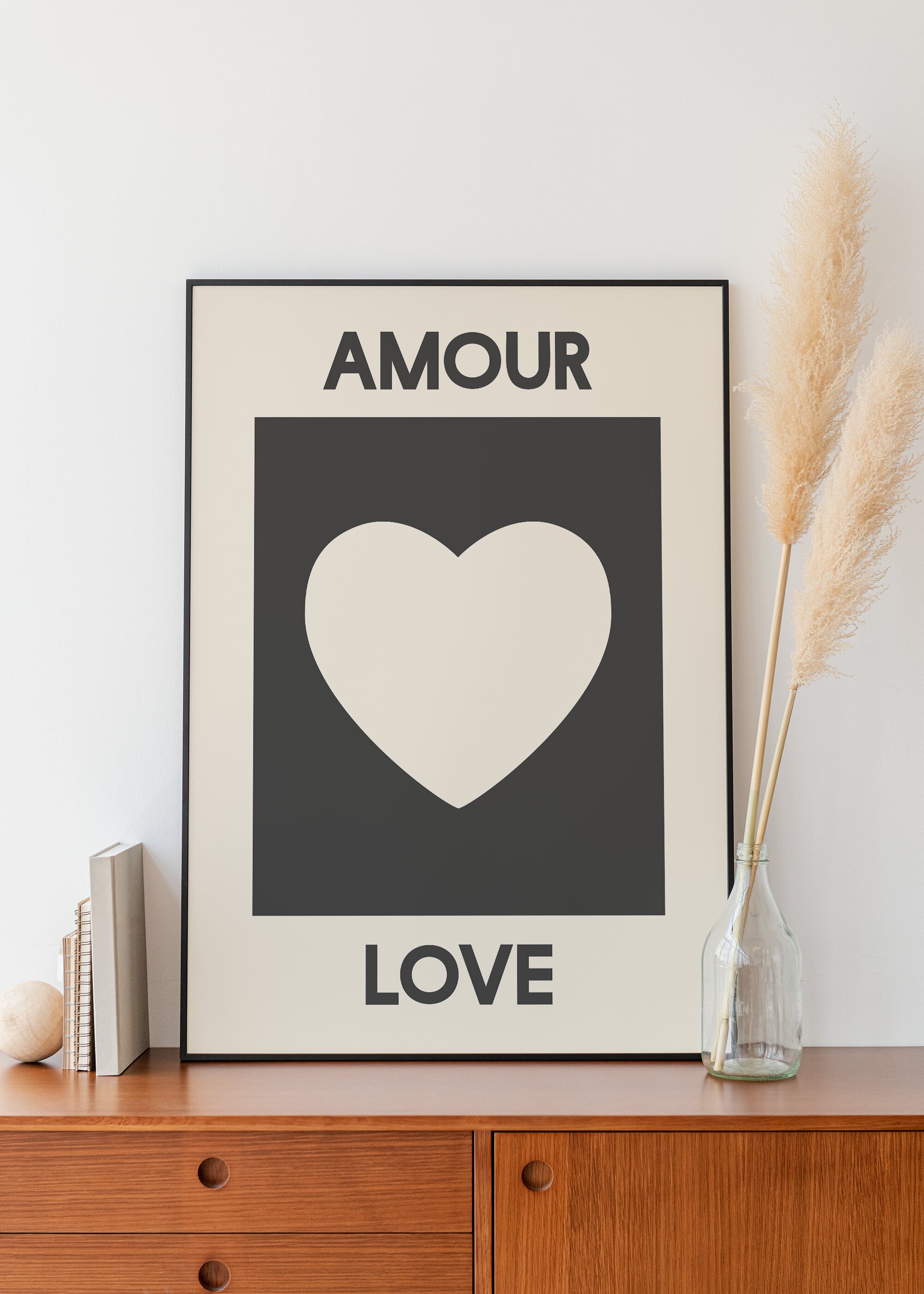 Amour Love Print Digital Art Download Black Heart - Etsy