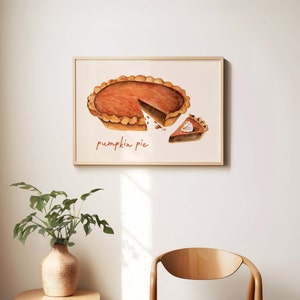 Pumpkin Pie Print, Digital Art Download, Thanksgiving Wall Art ...