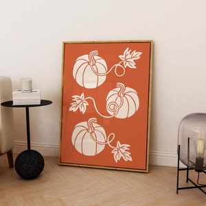Cute Pumpkins Print, Digital Art Download, Autumn Wall Decor ...