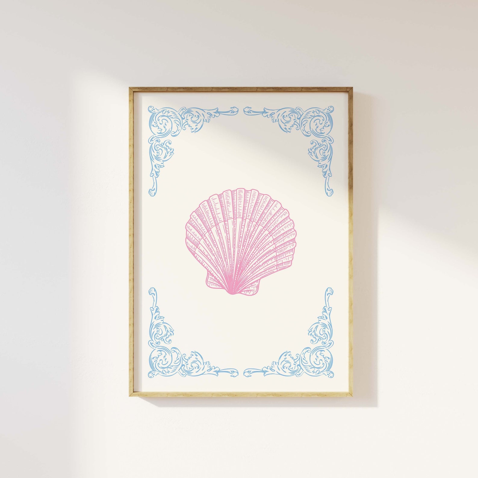 Coquette Seashell Print Digital Art Download Cute Summer Art Print ...