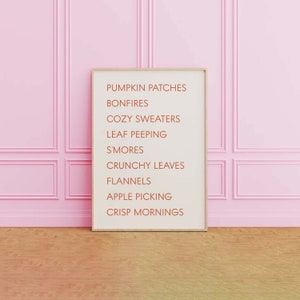 Fall Things Print | Digital Art Download | Minimal Fall Wall Print ...