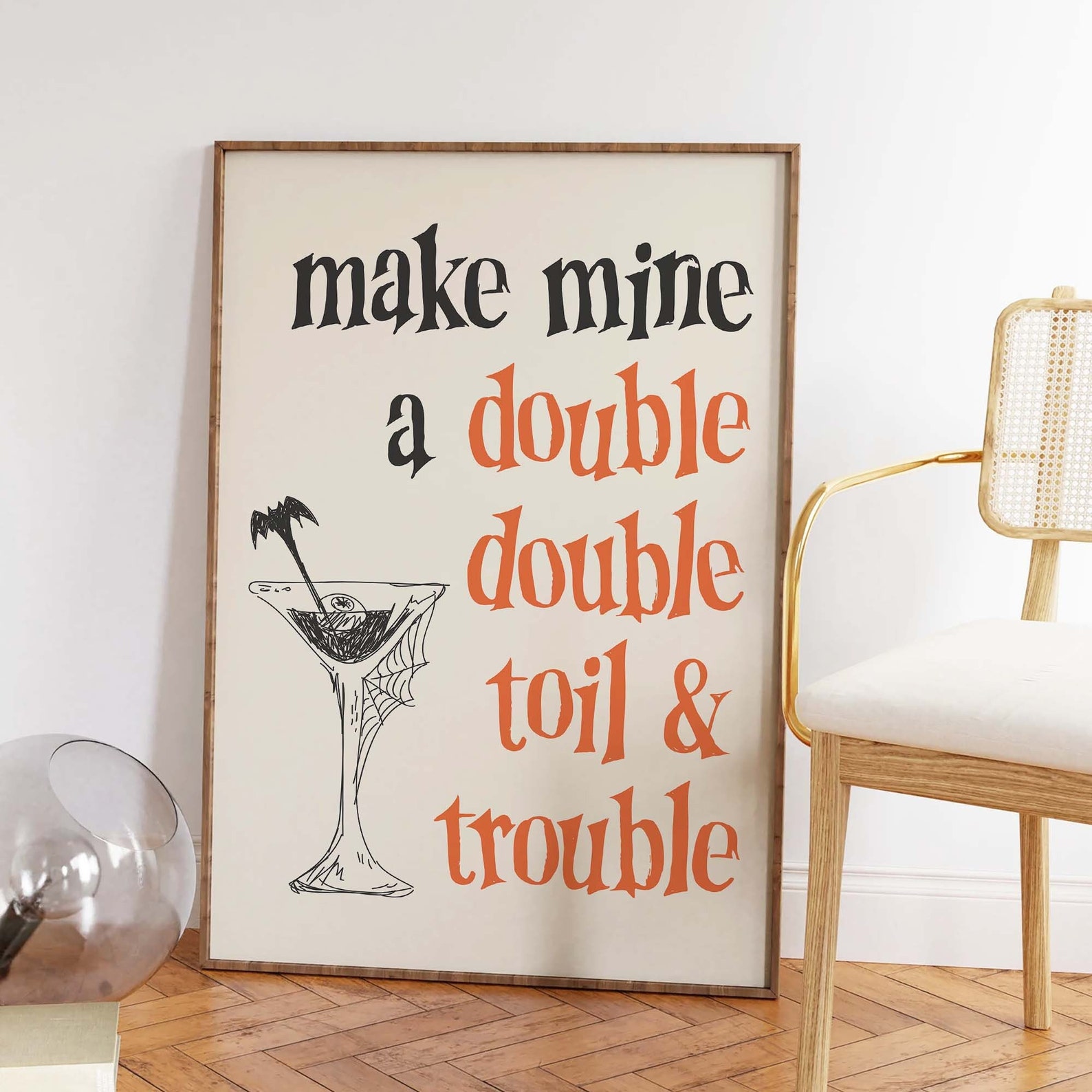 Make Mine A Double Print, Digital Art Download, Halloween Bar Cart ...
