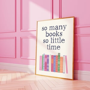 So Many Books Print | Digital Art Download | Cute Library Decor ...