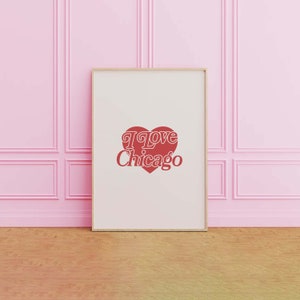 I Love Chicago Print | Digital Art Download | Retro Red Heart Print ...