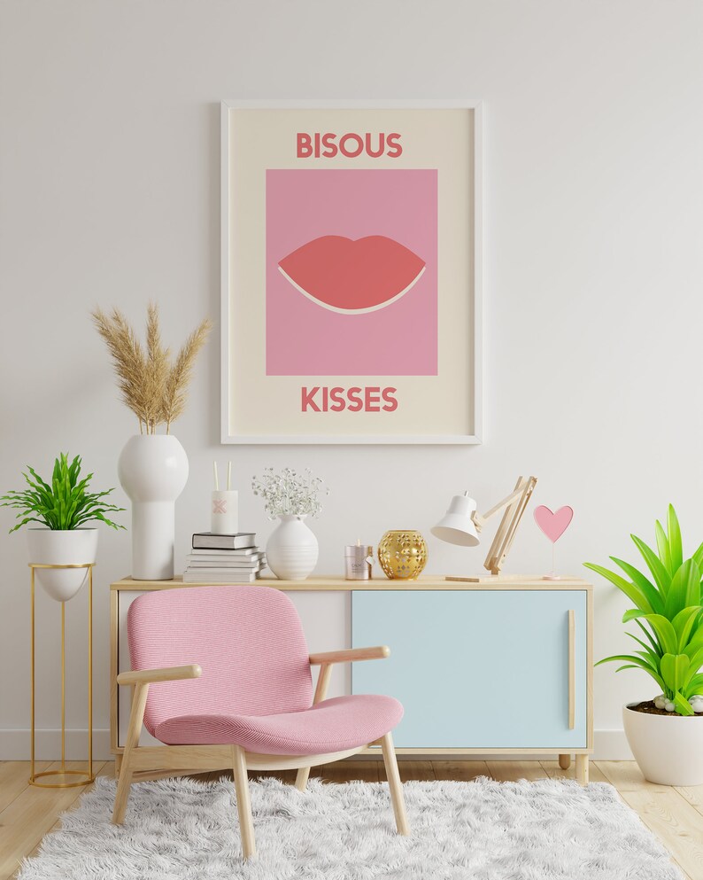 Set of 6 Pink and Red Gallery Wall Digital Art Download - Etsy