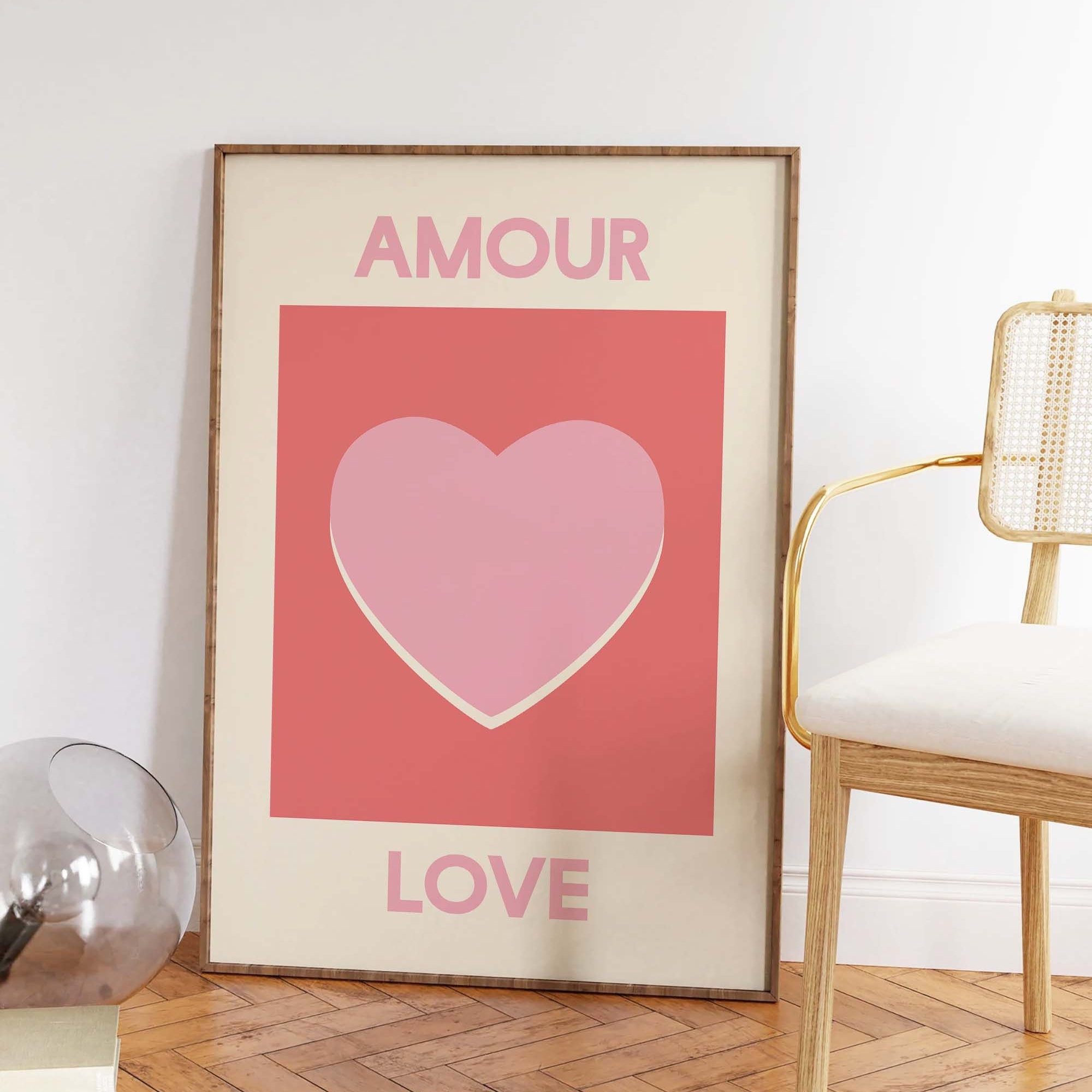 Amour Love Print | Digital Art Download | Pink and Red Heart Printable ...