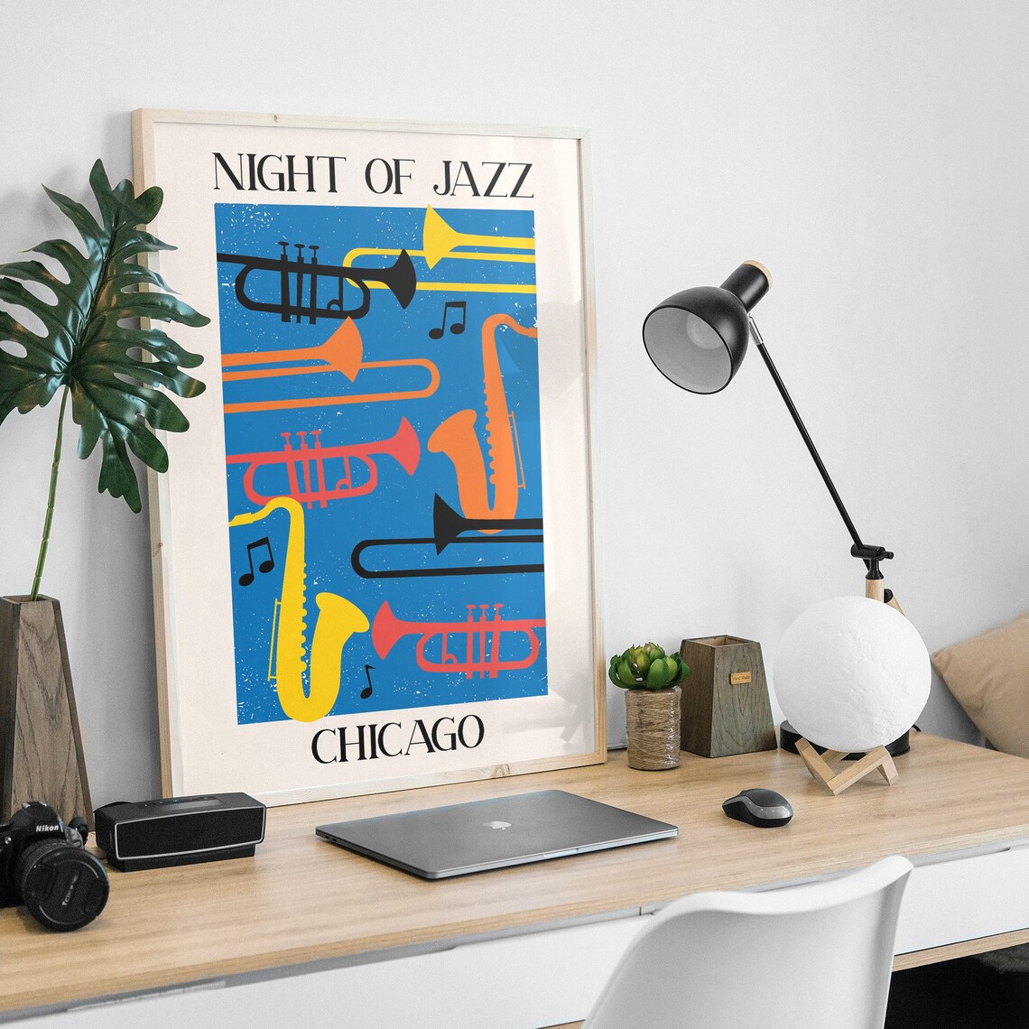 Chicago Jazz Print Digital Art Download Blue Jazz Music - Etsy