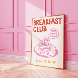 Breakfast Club Print Digital Art Download Pink Kitchen Food Decor Retro ...