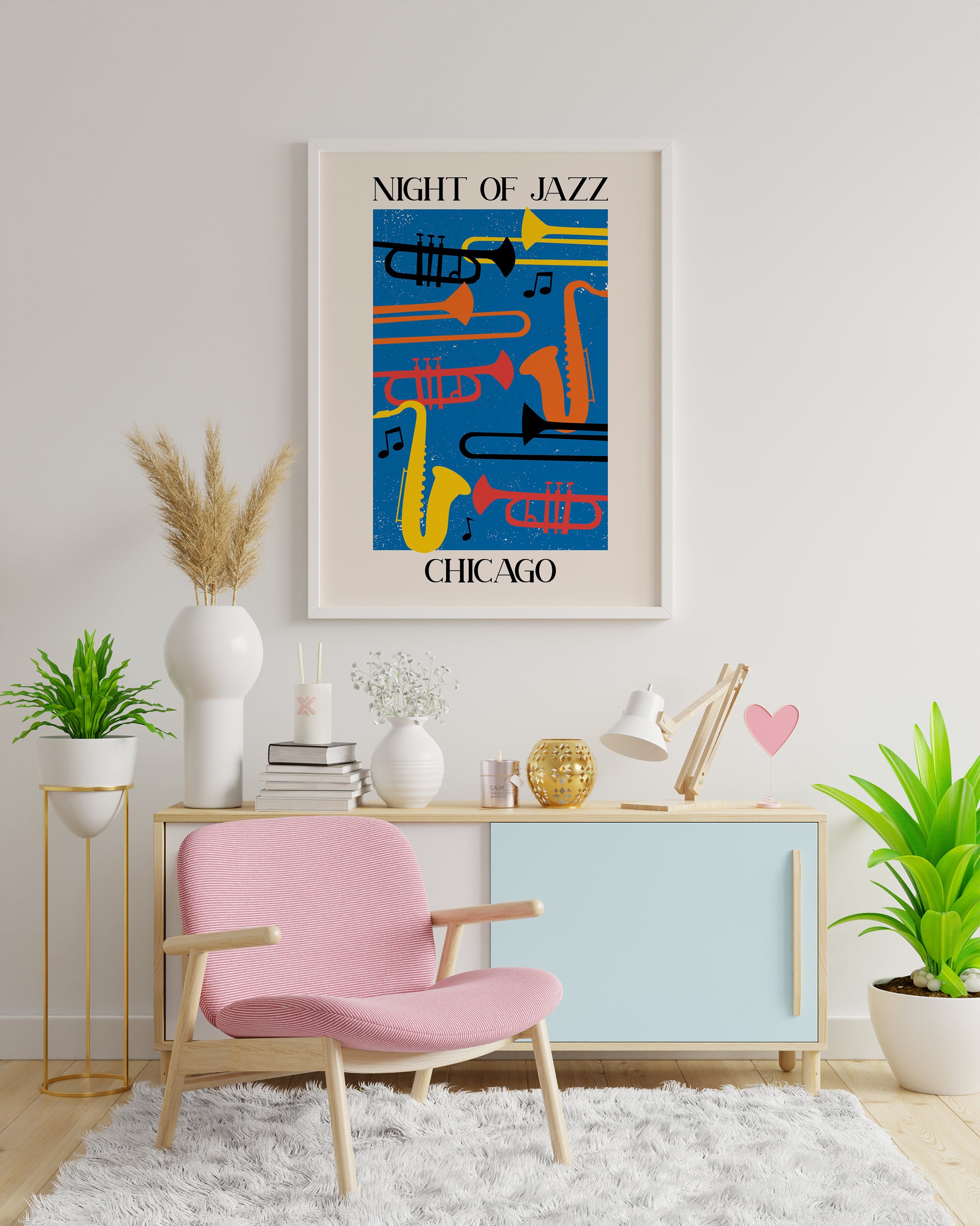 Chicago Jazz Print Digital Art Download Blue Jazz Music - Etsy