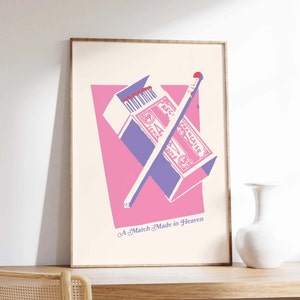 Matchbox Print | Digital Art Download | Pink Wall Art | Trendy ...