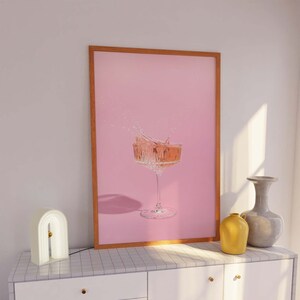 Pink Cocktail Print | Digital Art Download | Cute Pink Bar Car Print ...