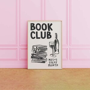 Book Club Print | Digital Art Download | Cute Book Club Decor | Trendy ...