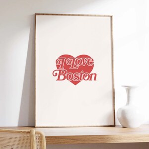 I Love Boston Print | Digital Art Download | Retro Red Heart Print ...