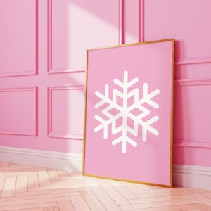 Pink Snowflake Print | Digital Art Download | Cute Christmas Decor ...