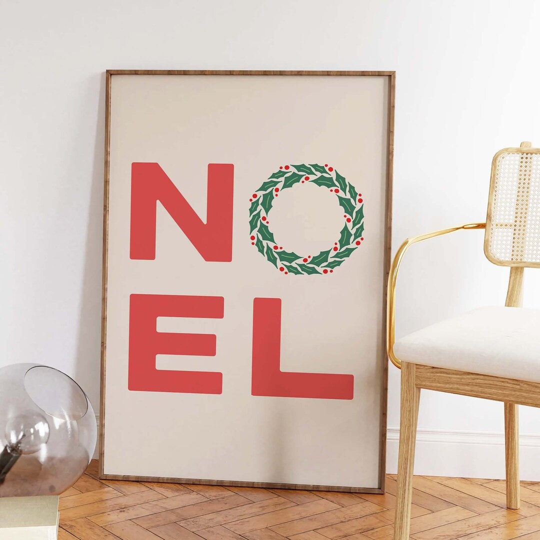 Noel Print | Digital Art Download | Classic Christmas Decor | Cute ...