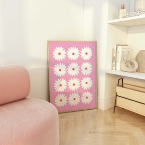 Pink Daisy Print | Digital Art Download | Flower Printable Wall Art ...