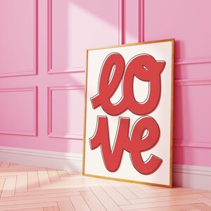 Love Print | Digital Art Download | Valentine's Day Decor | Red Wall ...