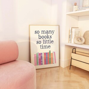 So Many Books Print | Digital Art Download | Cute Library Decor ...