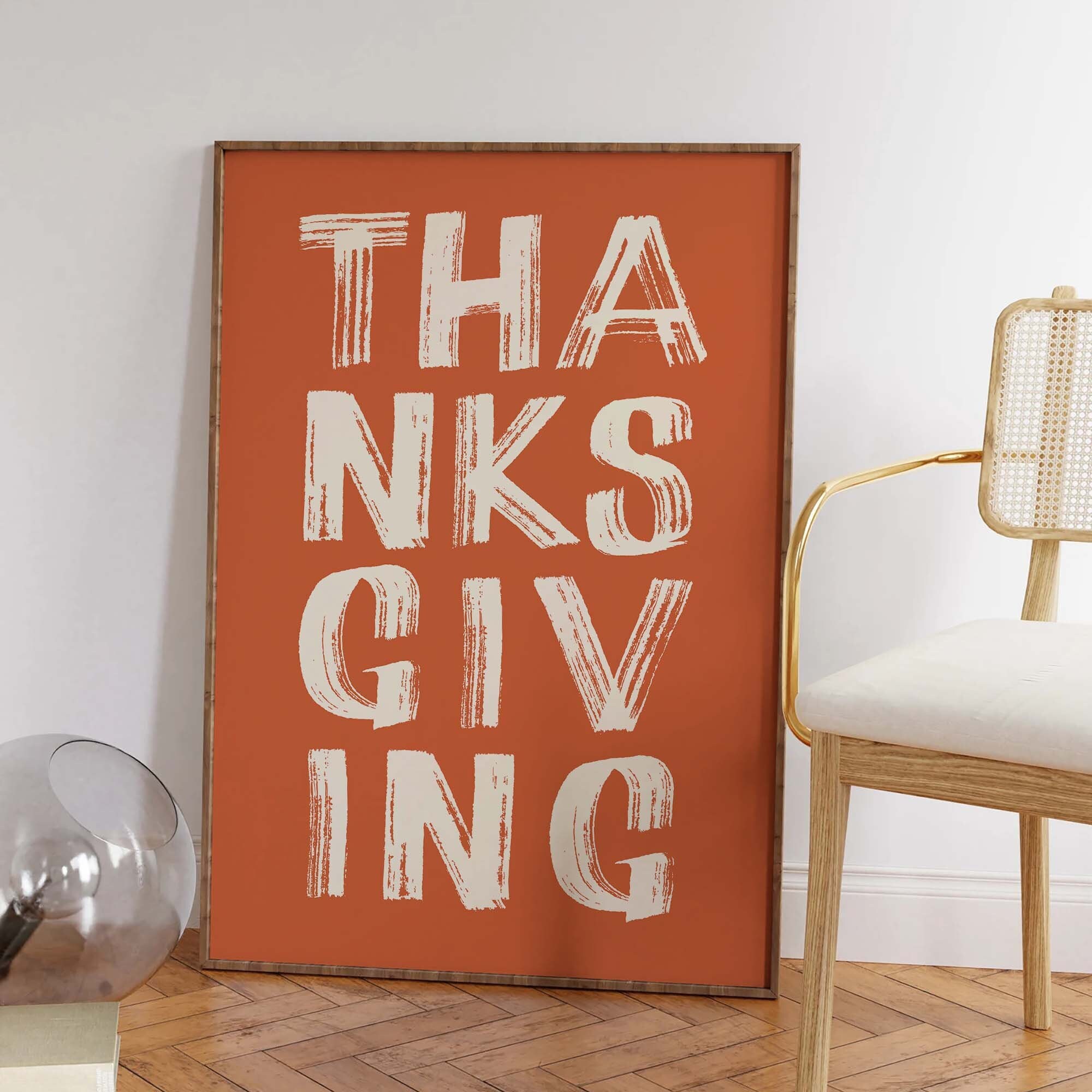 Thanksgiving Print | Digital Art Download | Fall Wall Print | Orange ...