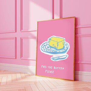 Pass the Butter Print | Digital Art Download | Pink Kitchen Decor ...