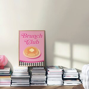 Brunch Club Print | Digital Art Download | Pink Kitchen Food Decor ...