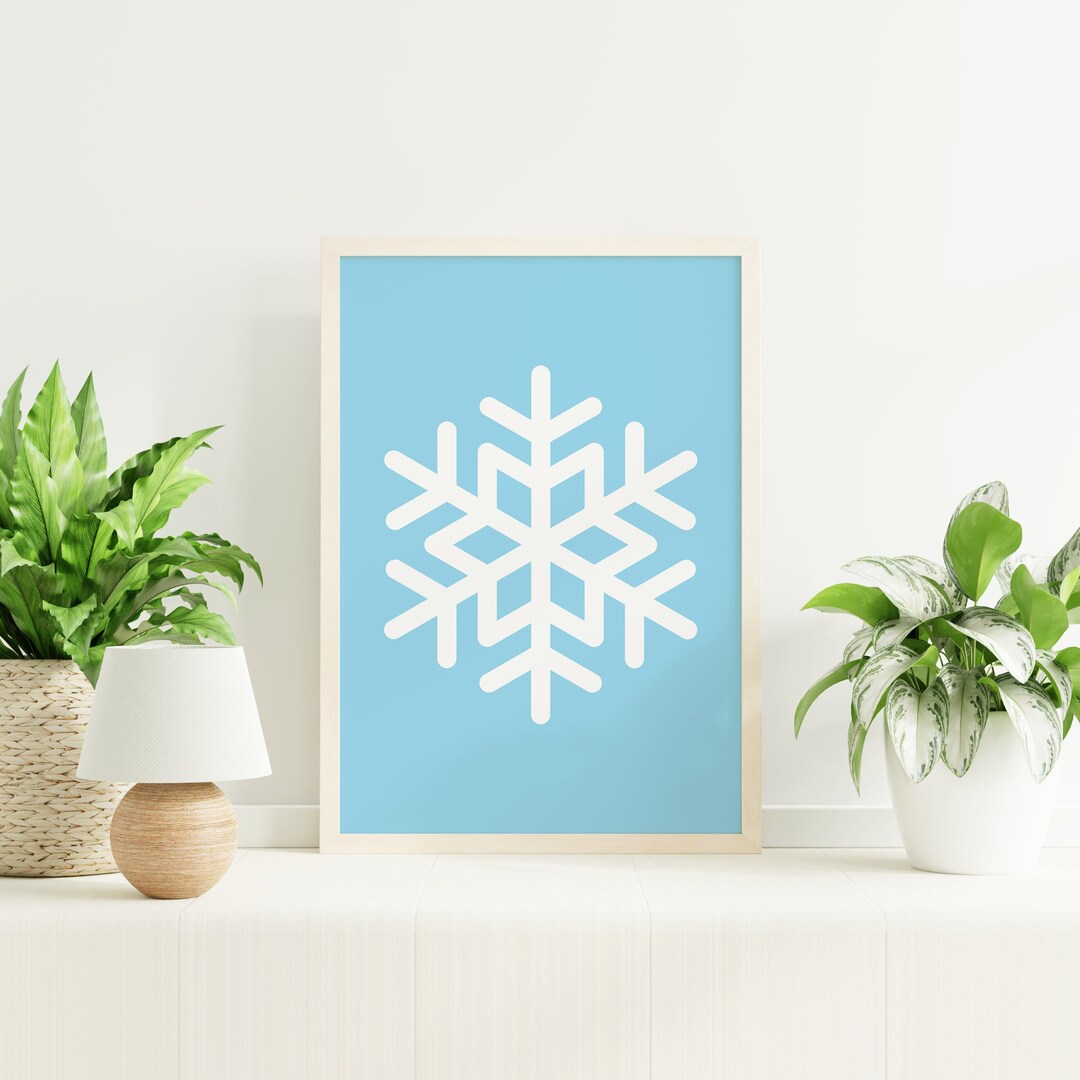 Blue Snowflake Print | Digital Art Download | Cute Christmas Decor ...