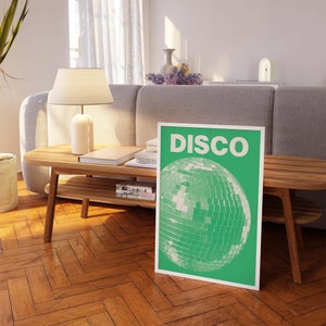 Green Disco Print | Digital Art Download | Green Disco Ball Exhibition ...