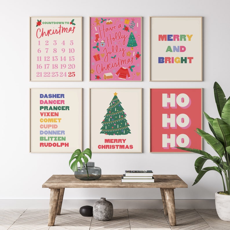 Set of 6 Christmas Gallery Wall Digital Art Download - Etsy