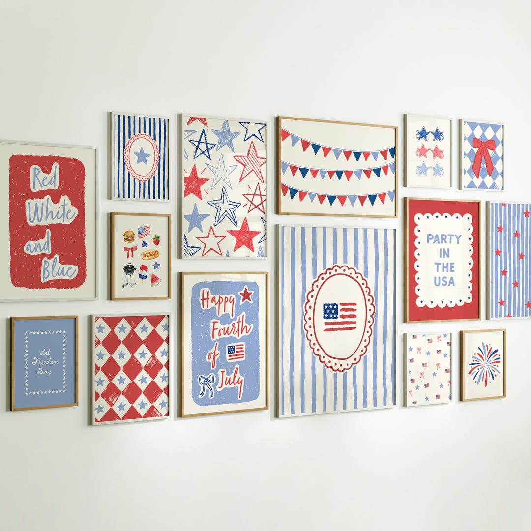 July 4th Wall Art Mega Bundle, Digital Art Download, 25 Printables ...
