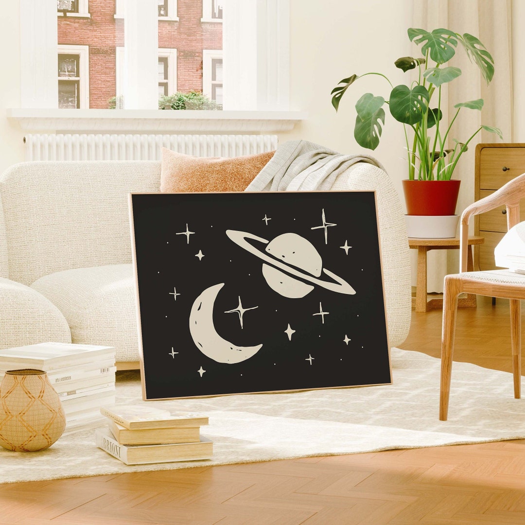 Outer Space Print | Digital Art Download | Cute Stars and Planets Art ...