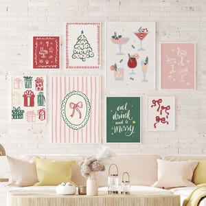 Whimsical Christmas Gallery Wall, Digital Art Download, 10 Printables ...