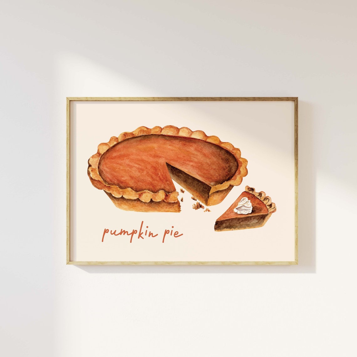 Pumpkin Pie Print, Digital Art Download, Thanksgiving Wall Art ...