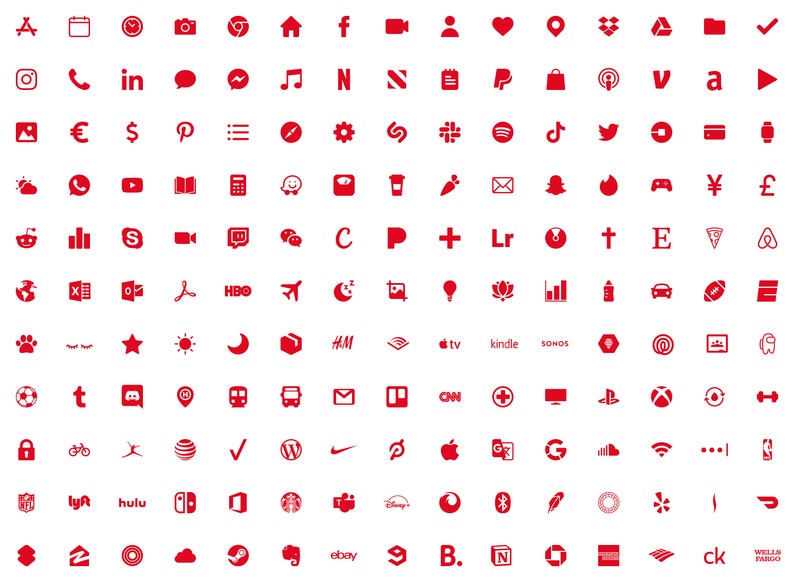 IOS Red & White App Icons Set 330 Red and White Minimal iOS | Etsy
