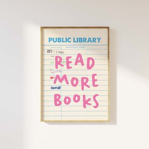Read More Books Print, Digital Art Download, Cute Library Decor, Trendy ...