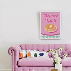 Set of 3 Brunch Prints | Digital Art Download | Pink Blue Kitchen Food ...
