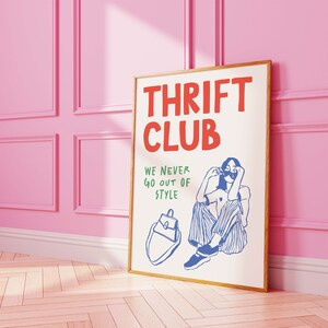 Thrift Club Print | Digital Art Download | Cute Thrifting Decor ...