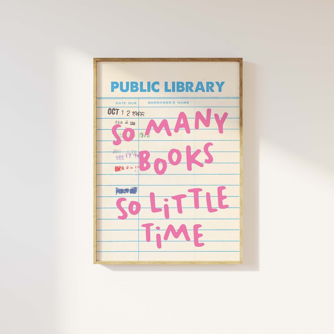 So Many Books Print, Digital Art Download, Cute Book Nook Decor, Trendy ...