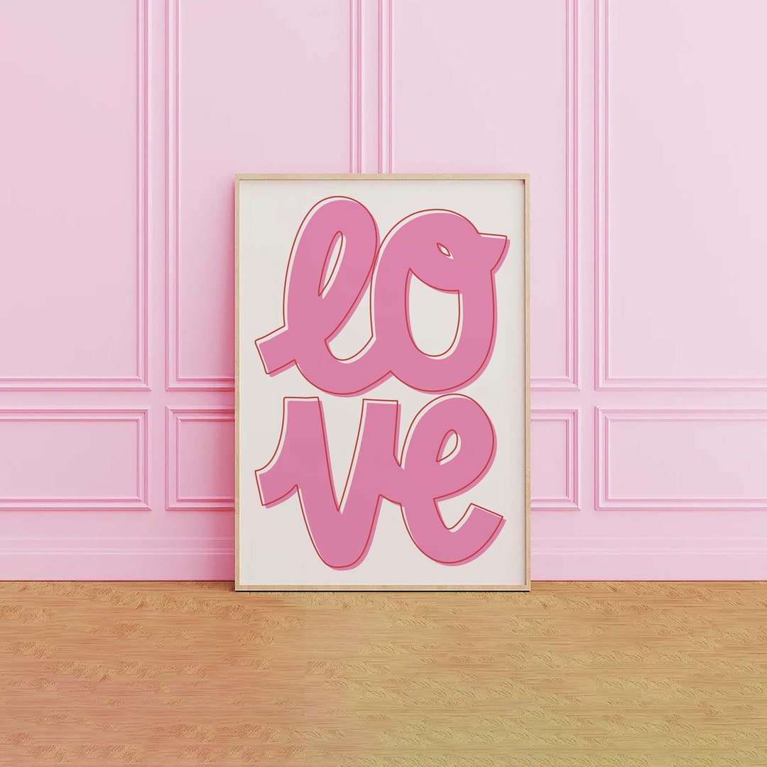 Love Print | Digital Art Download | Valentine's Day Decor | Pink Wall ...