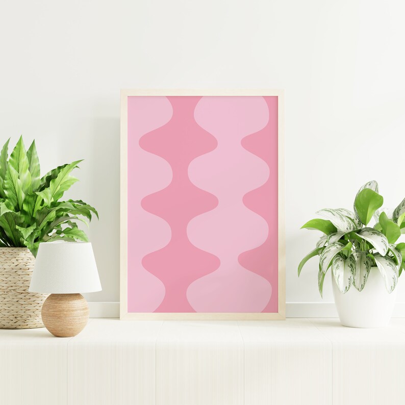 Pink Abstract Print Digital Art Download Trendy Pink 70s - Etsy
