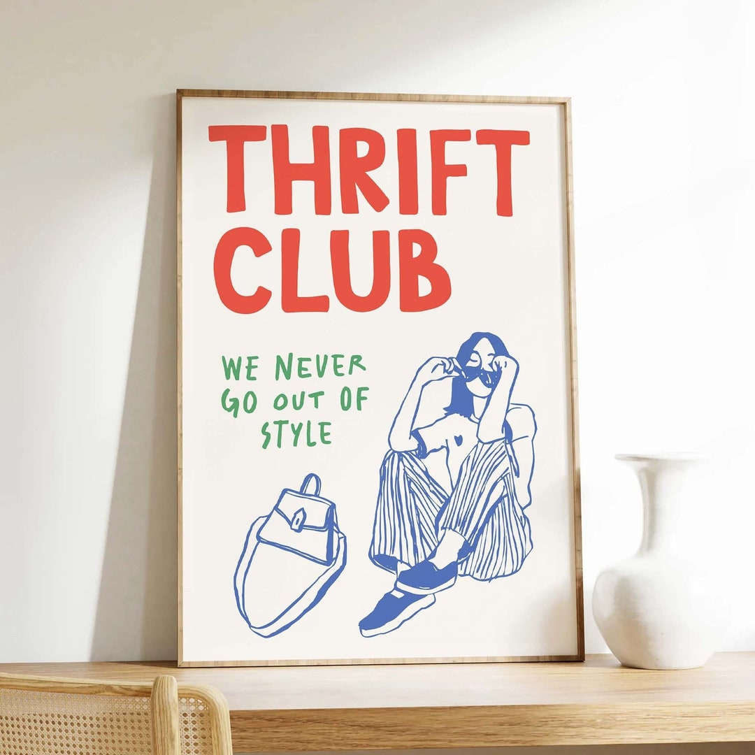 Thrift Club Print | Digital Art Download | Cute Thrifting Decor ...