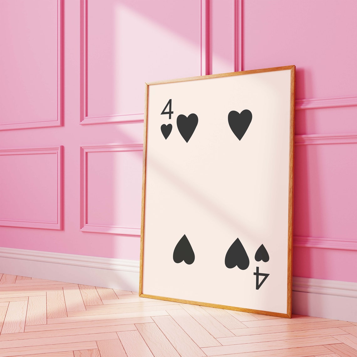 4 of Hearts Print | Digital Art Download | Cute Black Card Print ...